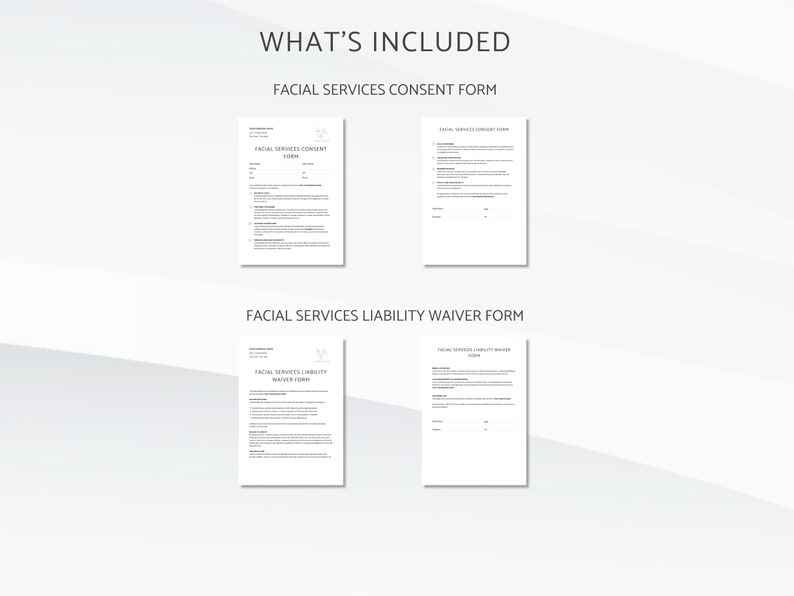 Facial Consent & Liability Waiver Forms: Skincare Business Template ...