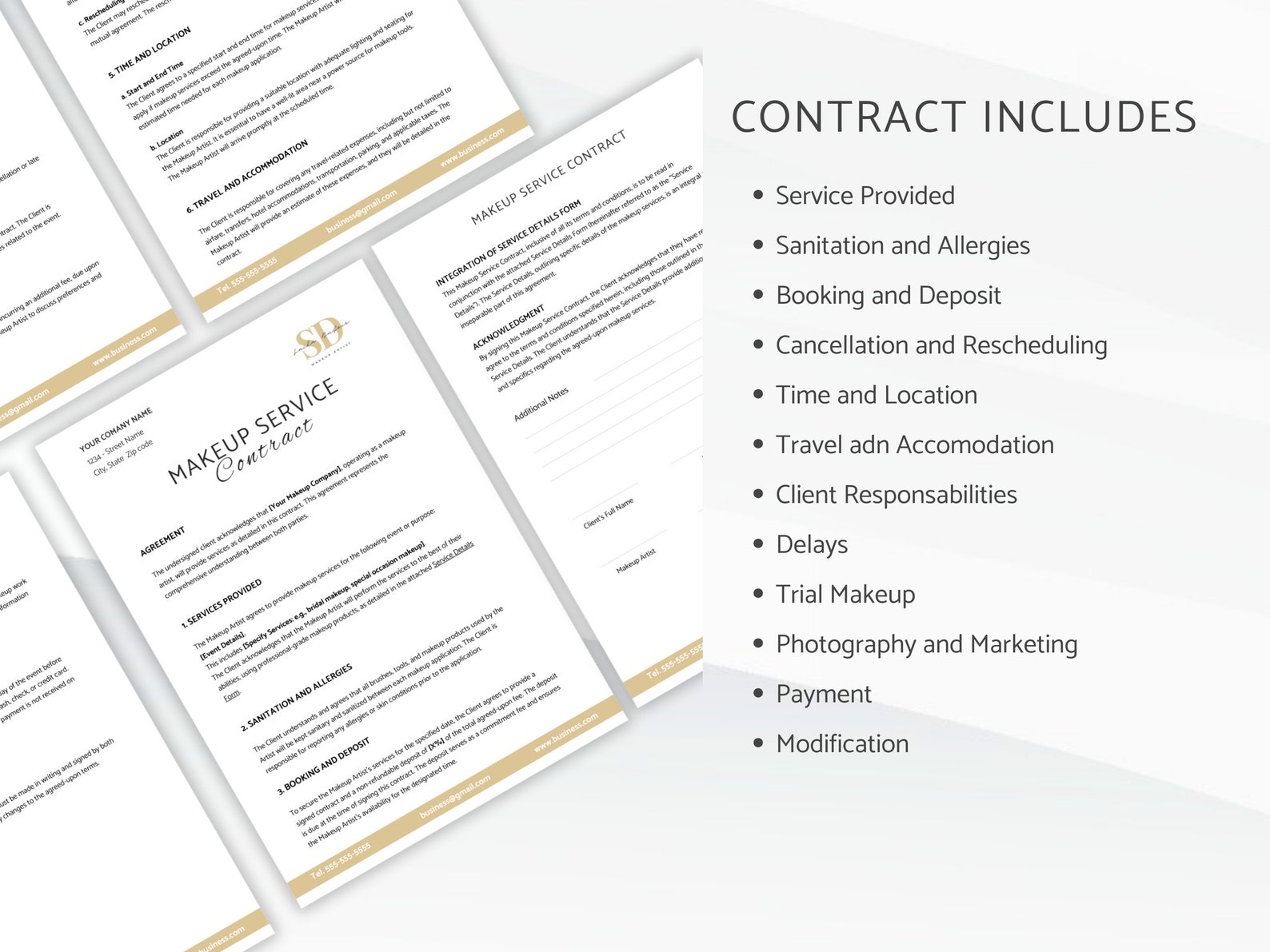Makeup Artist Contract Template, Editable Makeup Artist Agreement, MUA ...
