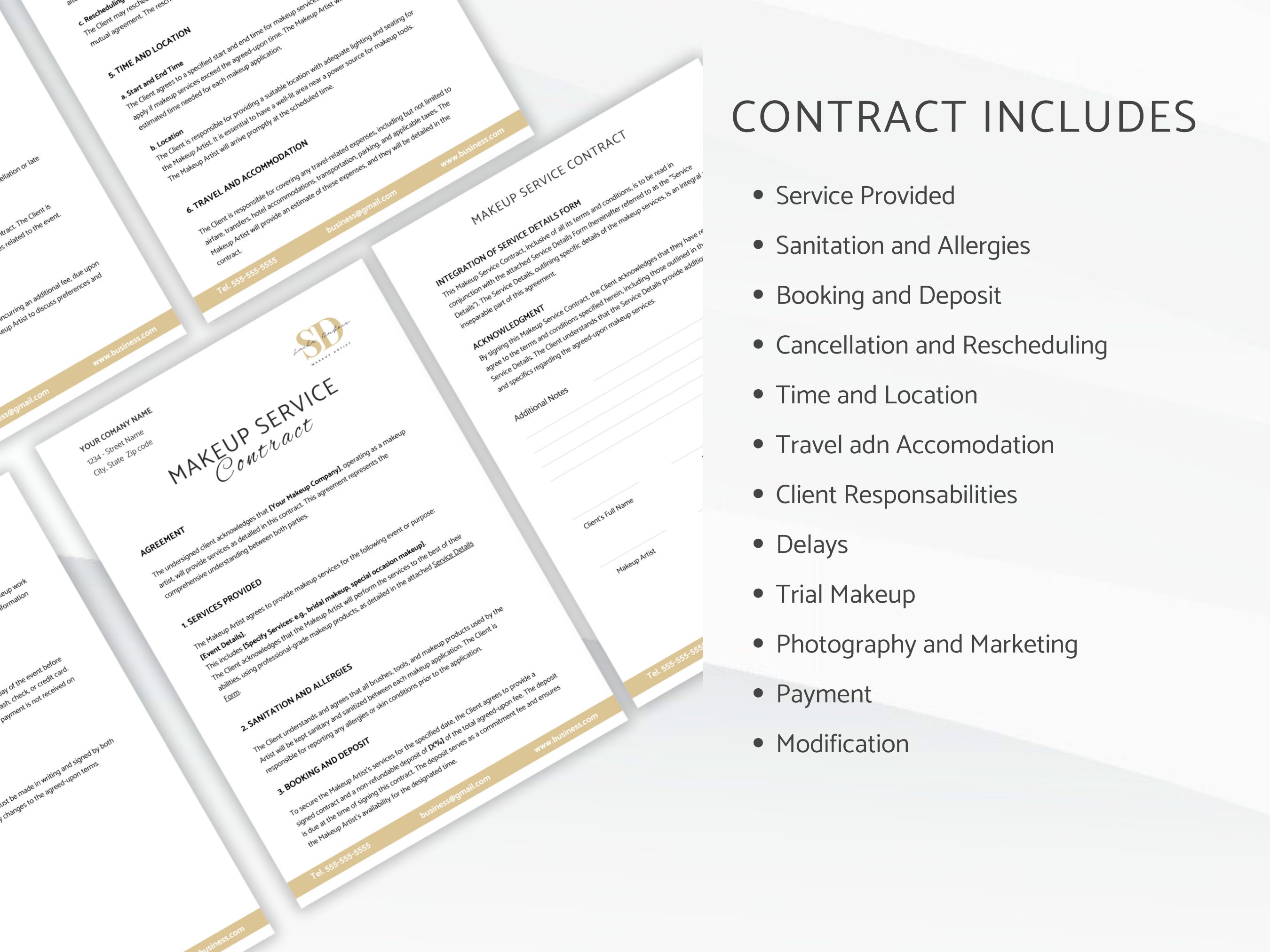Makeup Artist Contract Template, Editable Makeup Artist Agreement, MUA ...