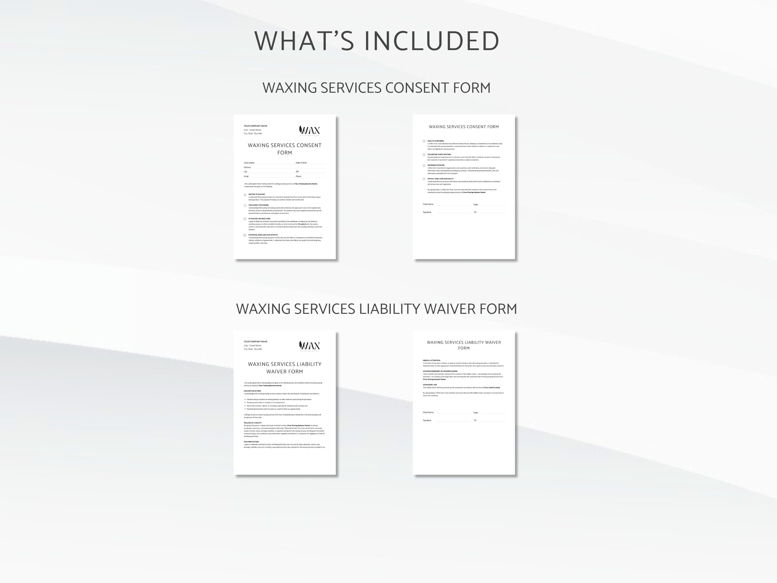 Waxing Consent & Liability Waiver Forms: Esthetician Template (canva ...