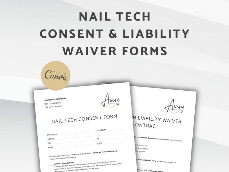Nail Tech Consent & Liability Waiver Forms (digital Download) - Etsy