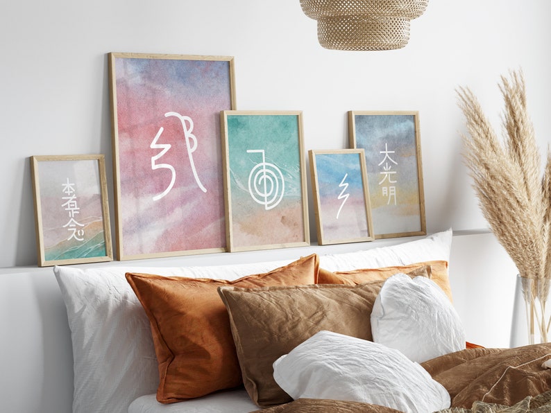Reiki Symbols Set of 5 Prints, Reiki Wall Art Decor, Reiki Healing ...