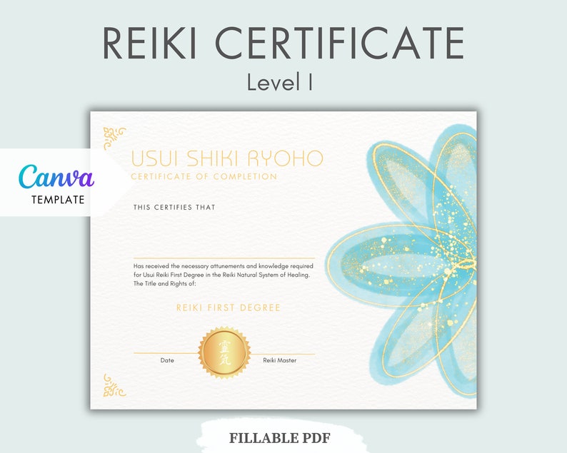 Reiki Certificates Reiki Diploma, Levels I, II, Master Reiki ...