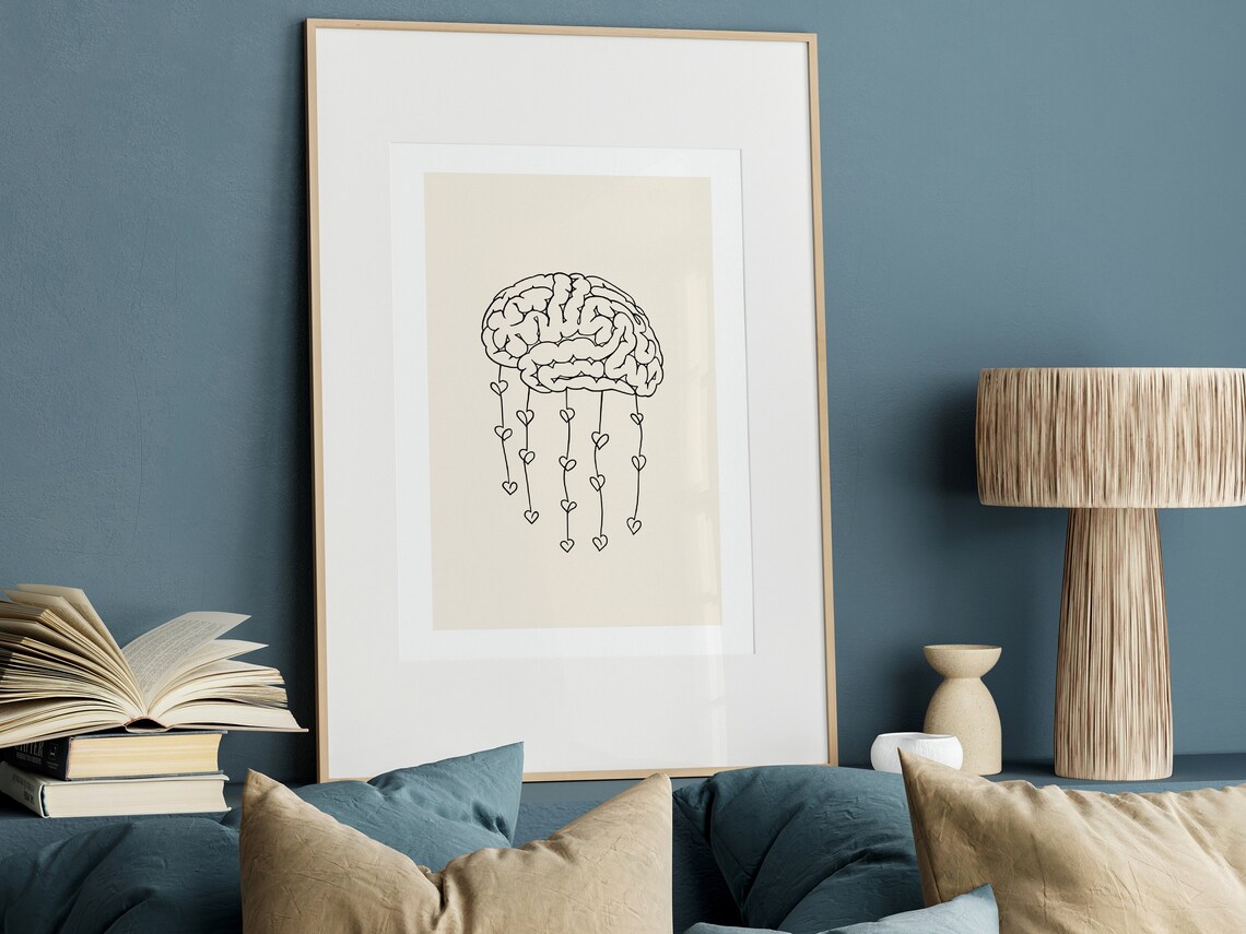 Brain Print Psychology Art Brain Anatomy Artpsychology - Etsy