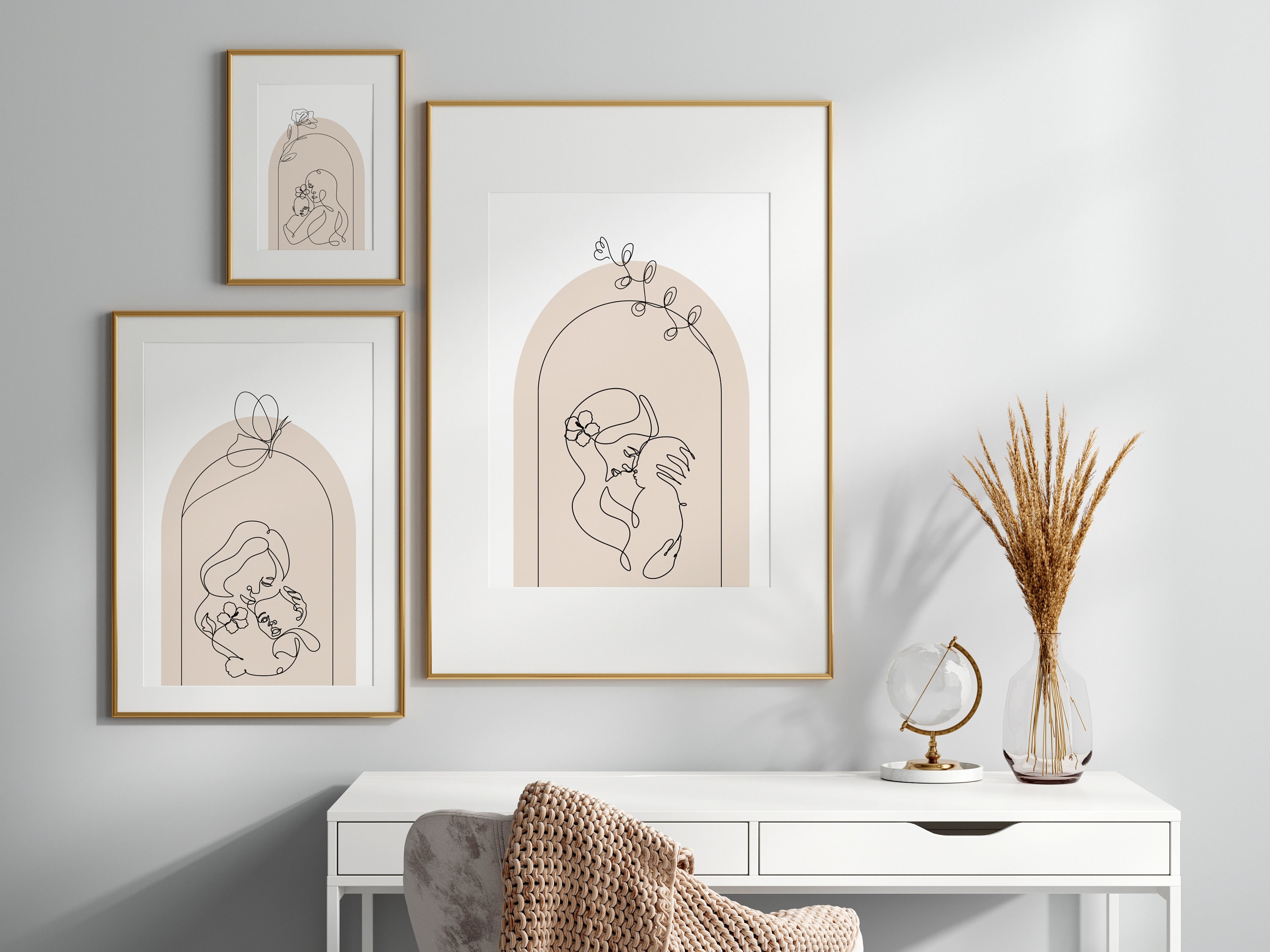 Mother and Baby Prints Set of 3, Motherhood Art Print, New Baby Poster ...