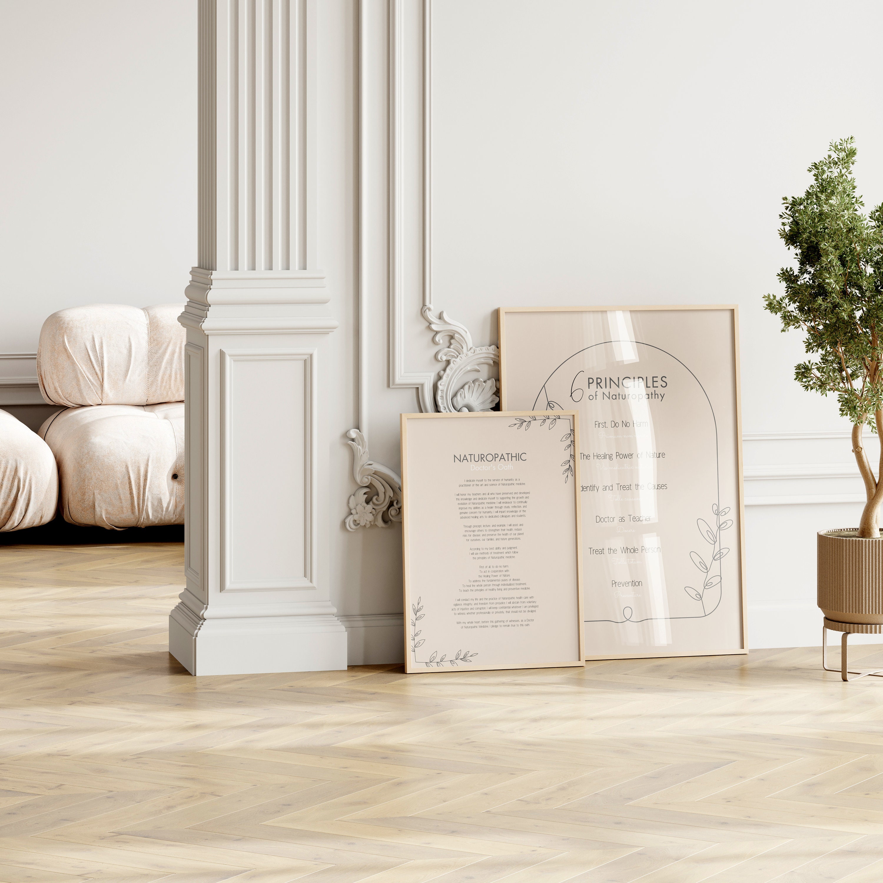 Set of 2 Naturopathic Doctor's Oath and the 6 Principles of Naturopathy ...