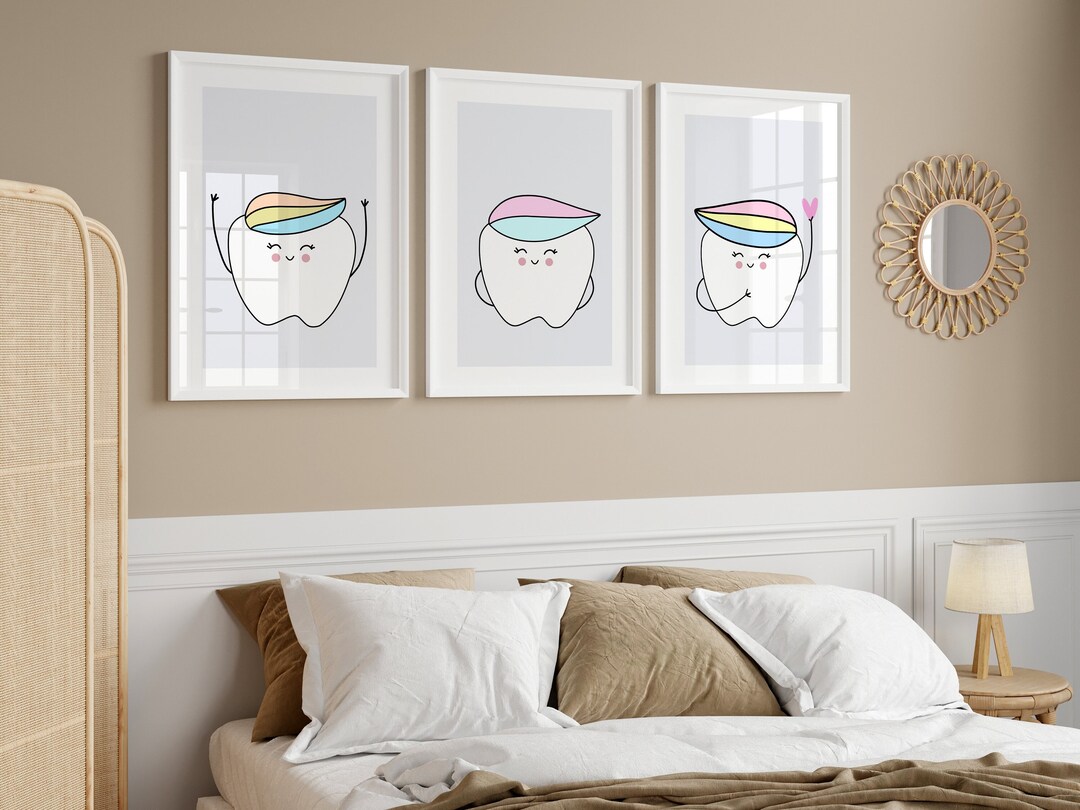 Kids Dentist Prints Set, Kids Dental Office Decor, Pediatric Dental ...