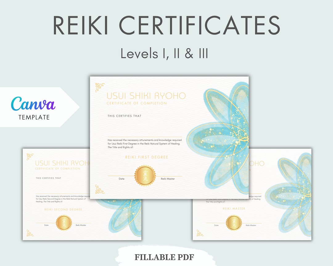 Reiki Certificates Reiki Diploma, Levels I, II, Master Reiki ...