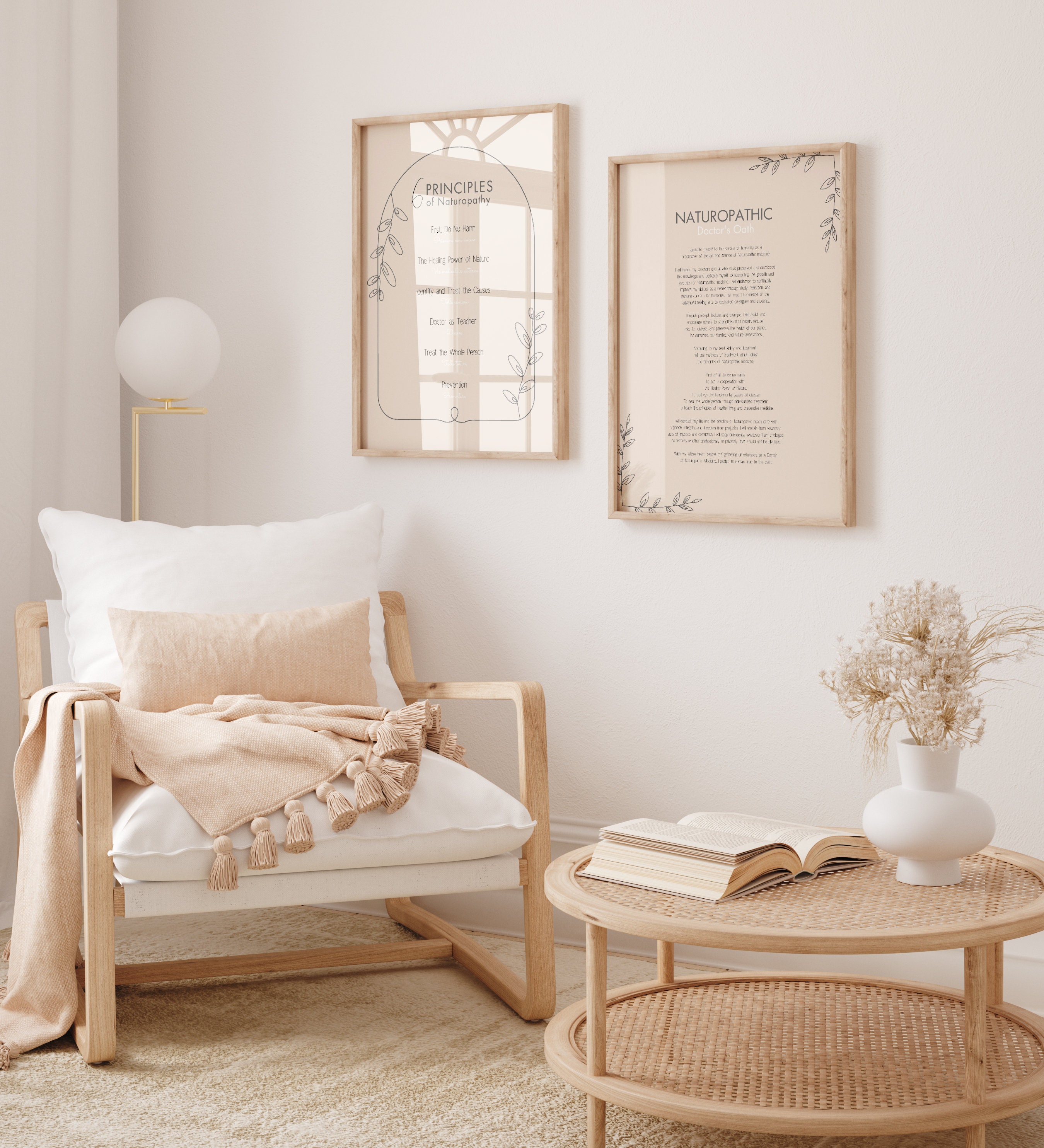 Set of 2 Naturopathic Doctor's Oath and the 6 Principles of Naturopathy ...