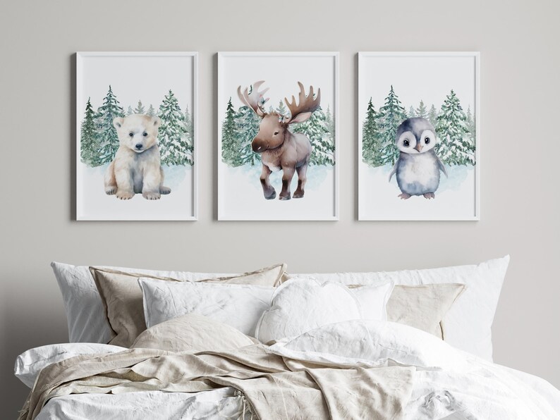 Baby Arctic Animals Nursery Decor Print Set of 3 | Cute Polar Bear ...