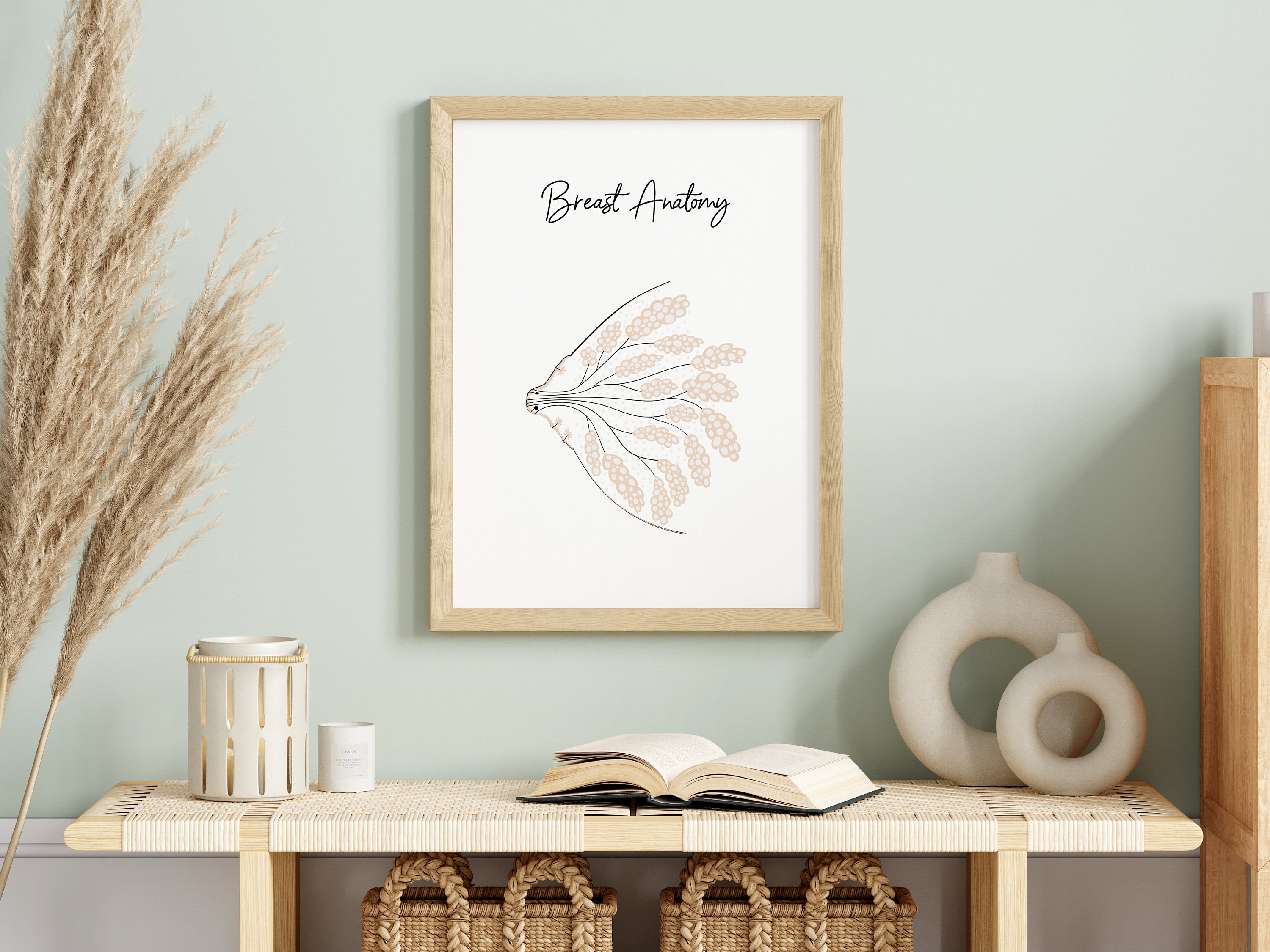 Breast Anatomy Art Print, Mammary Poster, Lactation Consultant Office ...