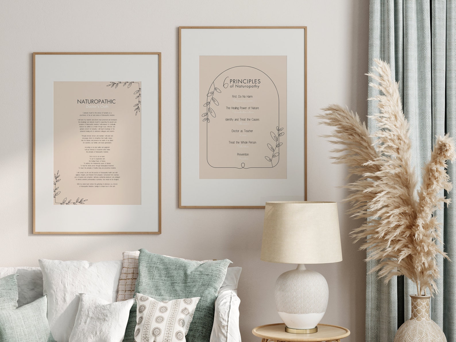 Set of 2 Naturopathic Doctor's Oath and the 6 Principles of Naturopathy ...