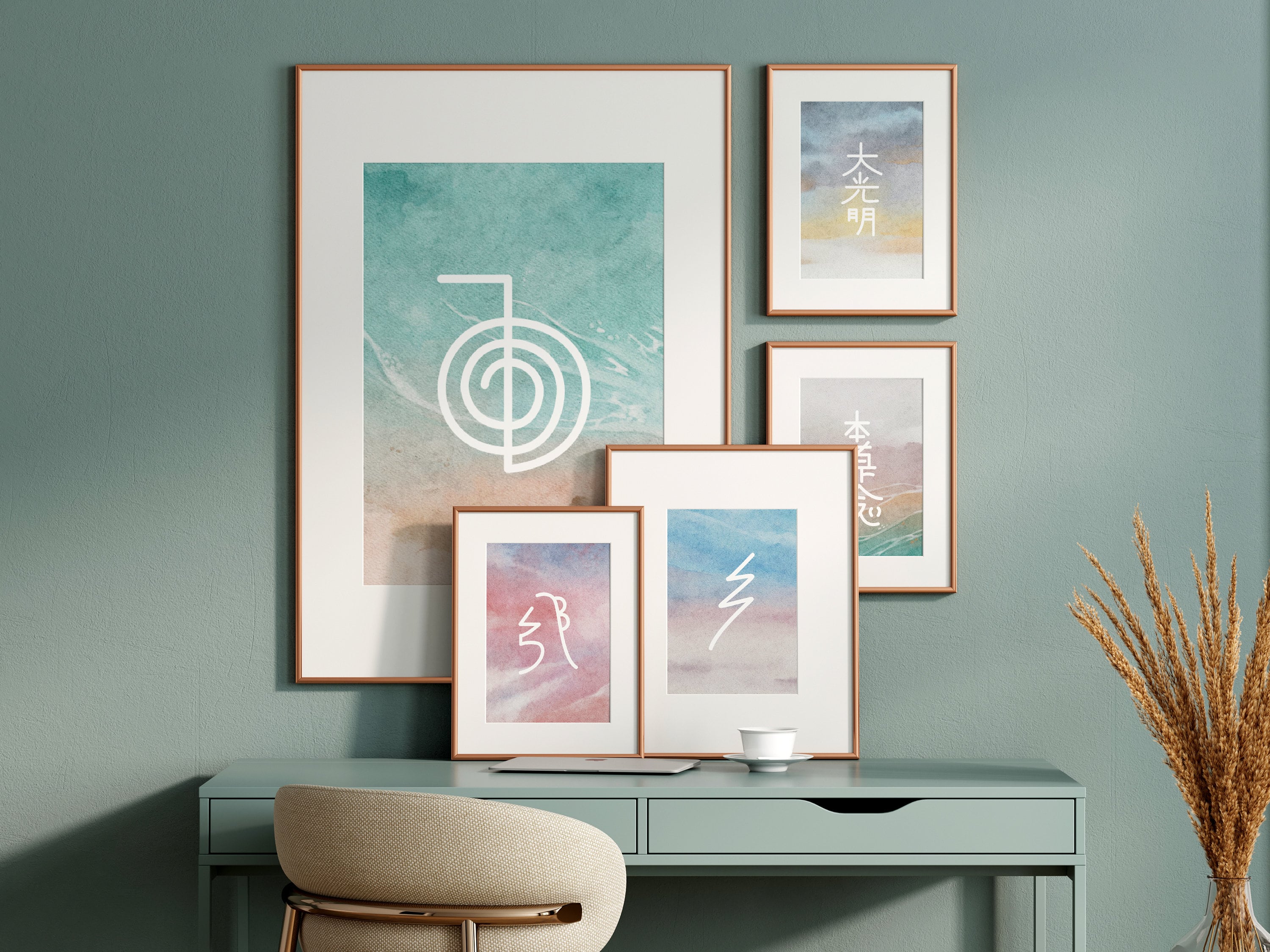 Reiki Symbols Set of 5 Prints, Reiki Wall Art Decor, Reiki Healing ...