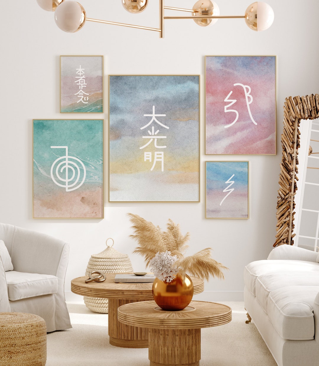 Reiki Symbols Set of 5 Prints, Reiki Wall Art Decor, Reiki Healing ...