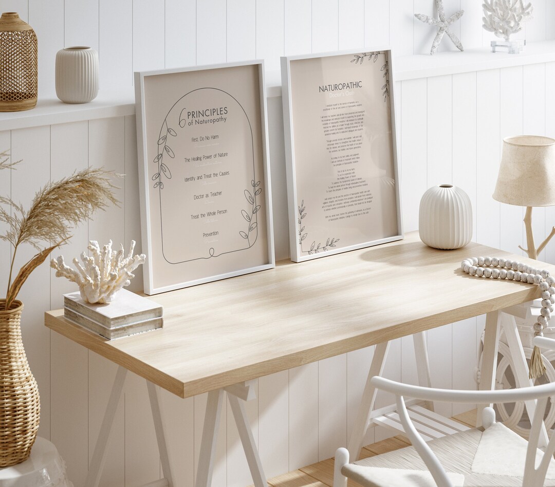 Set of 2 Naturopathic Doctor's Oath and the 6 Principles of Naturopathy ...