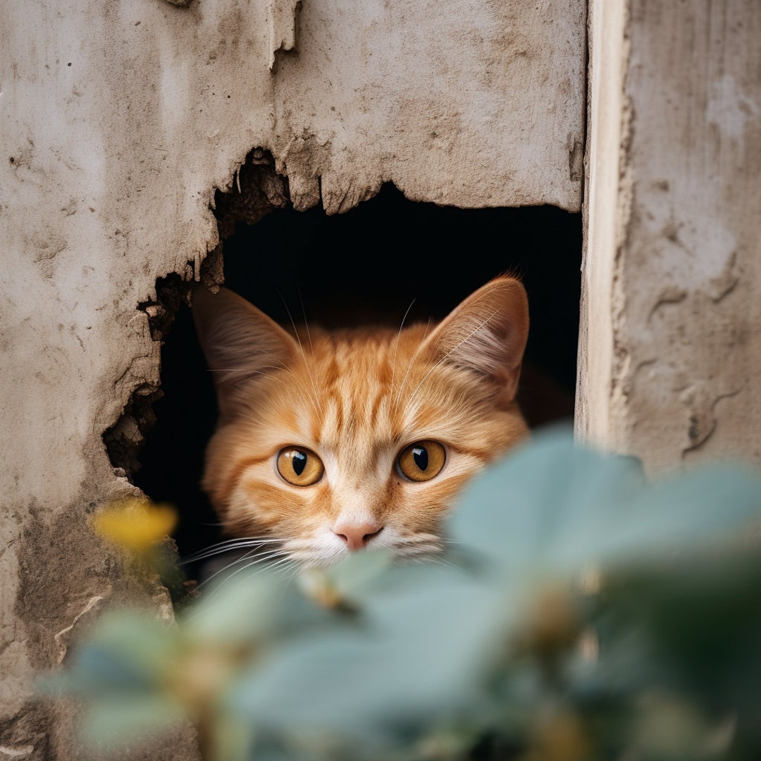 Peeking Cat, DPI 300, AI Generator, A Mockup, Fine Oyen - Etsy