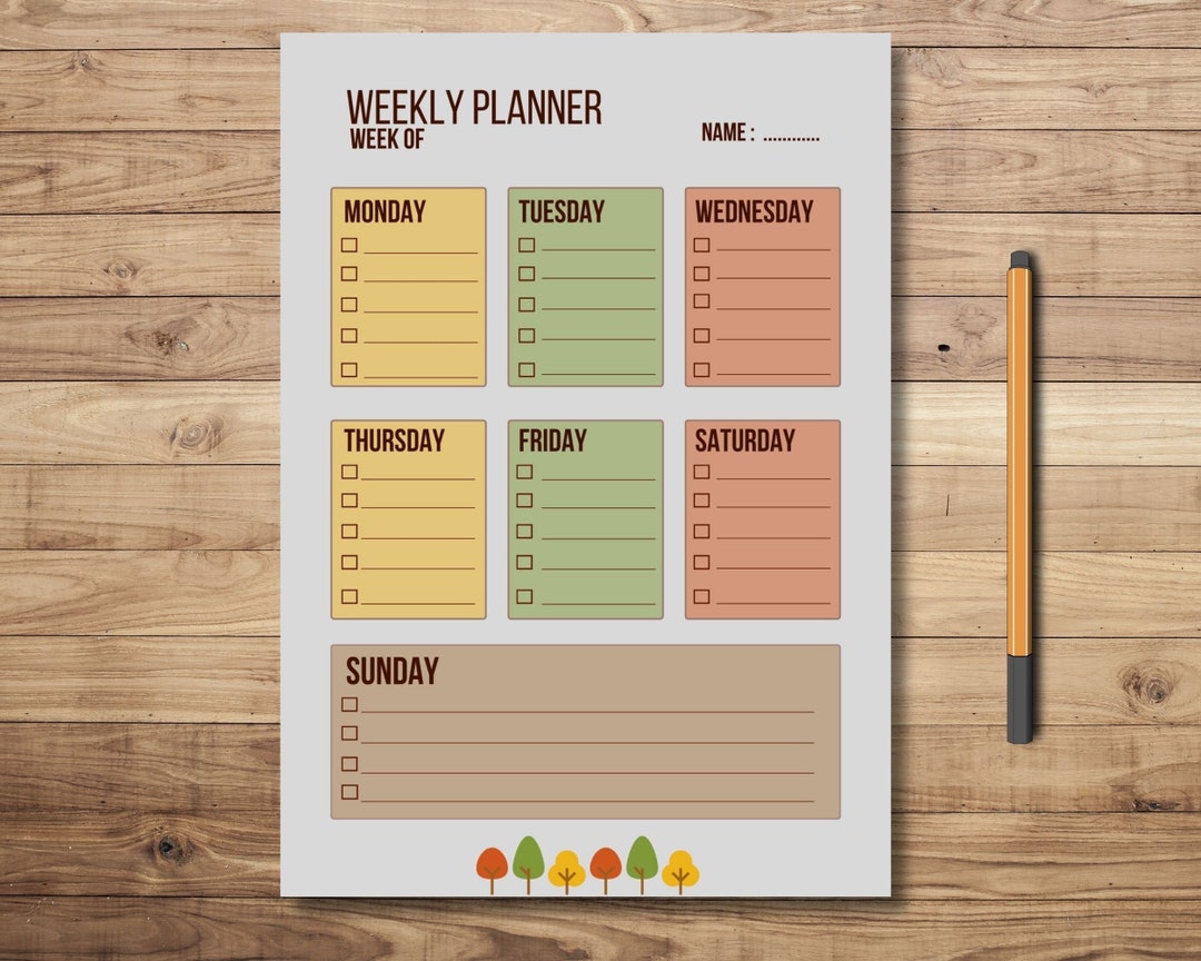 Colorful Weekly Planner Printable Weekly Planner Weekly - Etsy