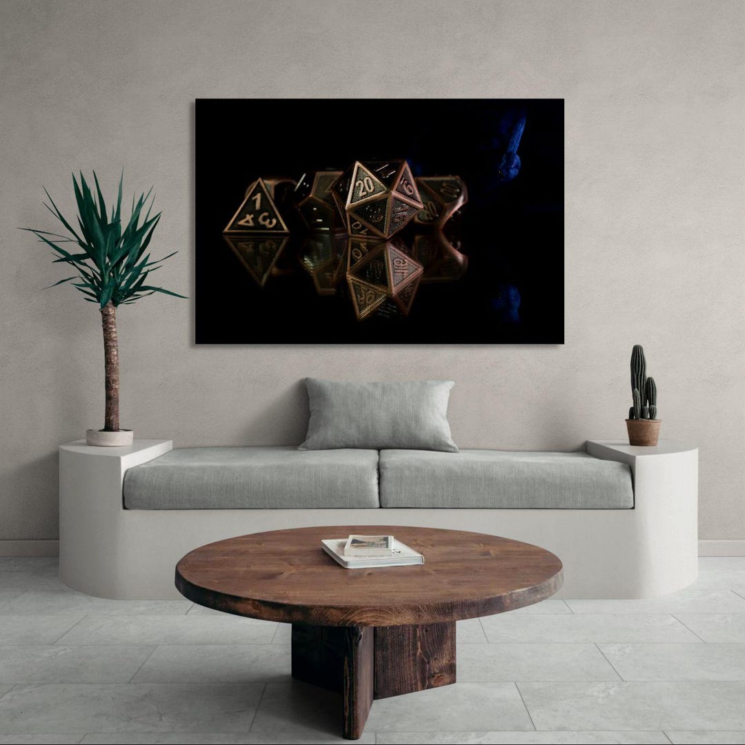 Metallic D20 Dice Canvas for Bold Home Decor Ready to Hang Art - Etsy