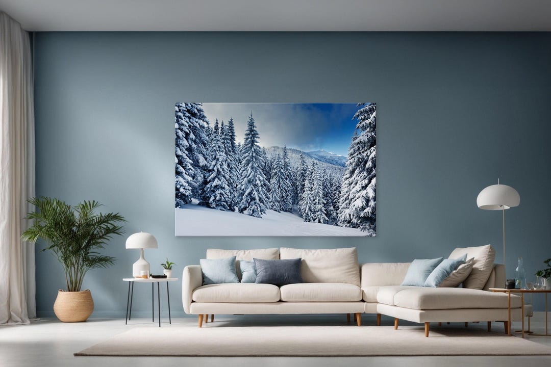 Alpine Mountain Landscape With White Snow and Snow-covered Fir Trees ...