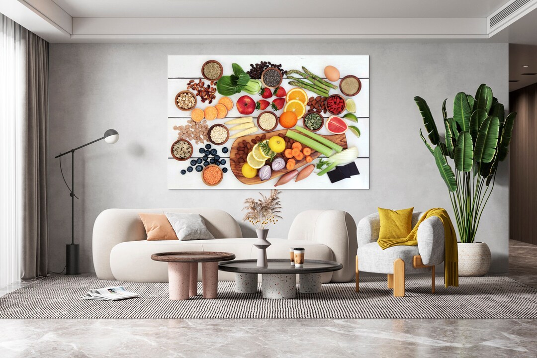Fruit and Vegetable Сanvas Fruit Kitchen Decor Healthy Food Art Cafe ...