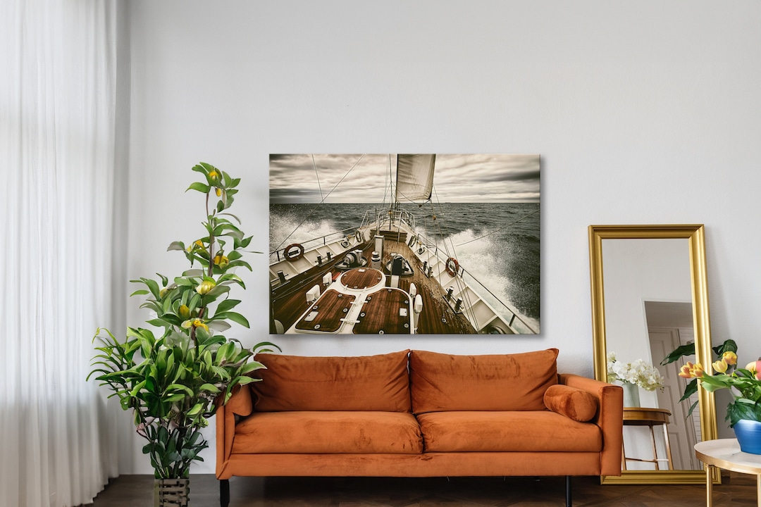 Stunning Sailing Yacht Bow and Open Sea Nautical Canvas Print Wall Art ...