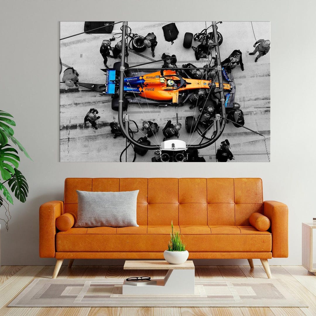 Orange Formula 1 Pitstop Canvas Print — Dynamic Speed Wall Art, Ready ...