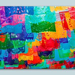 Mexican Papel Picado Canvas Print: Colorful Party Garland Wall Art - Etsy