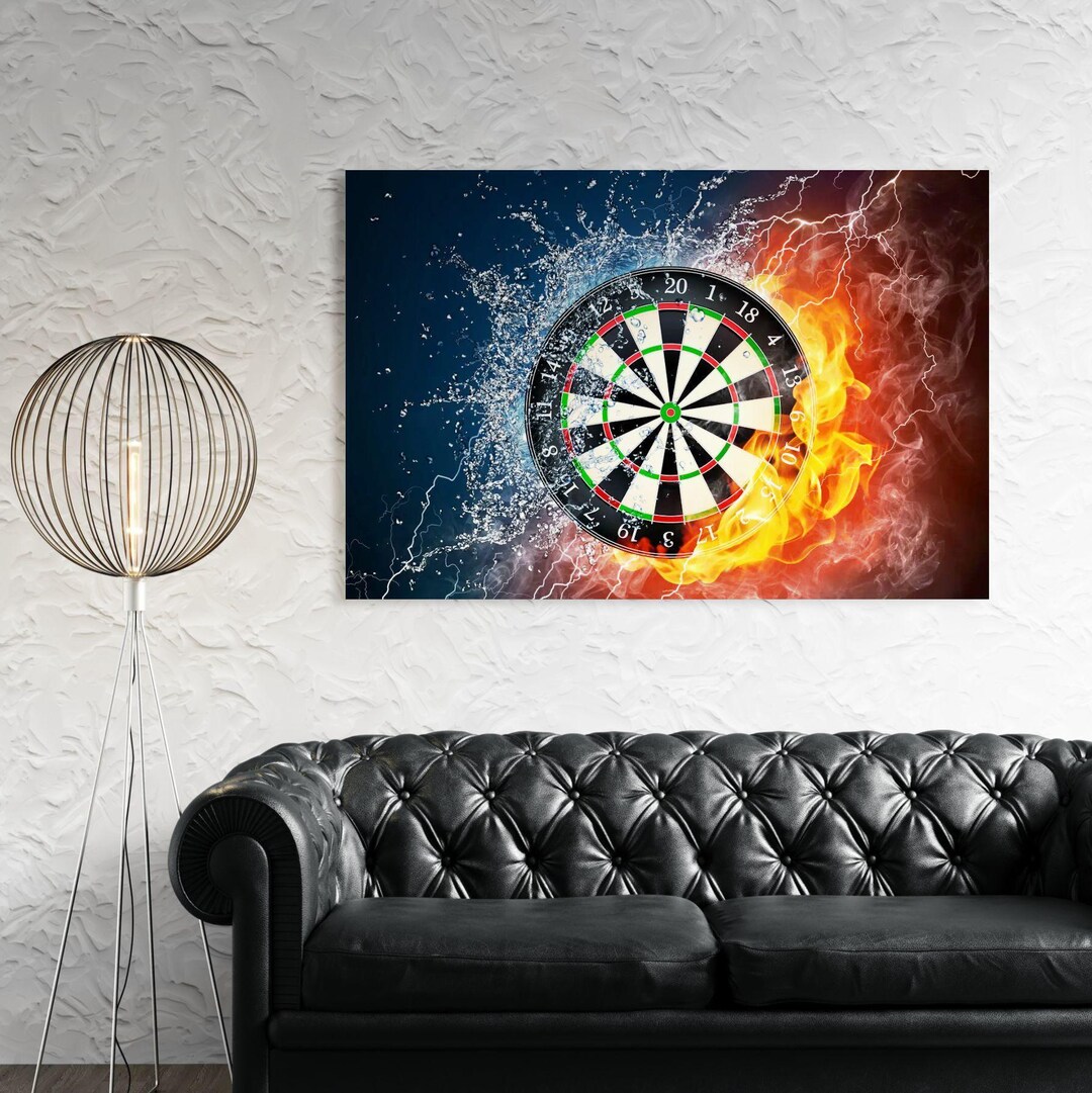 Fire and Water Dartboard Canvas Print: Game Room Sports Art - Etsy