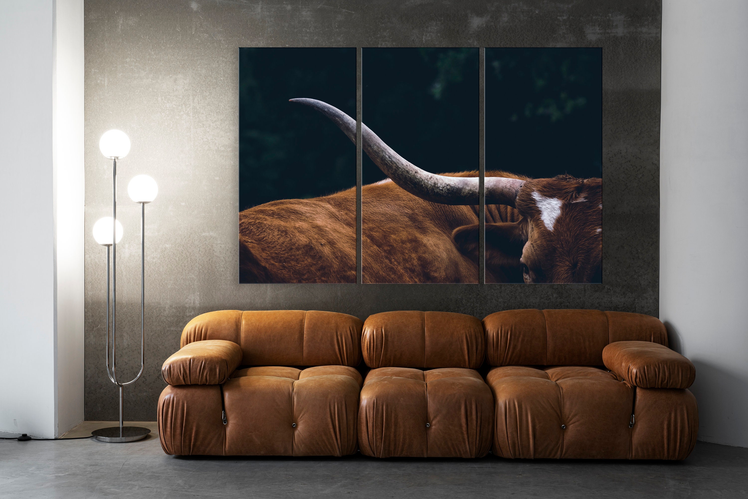 Texas Longhorn Portrait Longhorn Bull Wall Art Home Decor Canvas Print ...