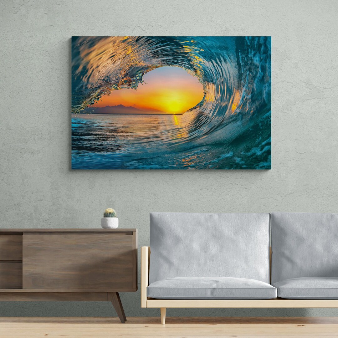 Sunset Water Wall Art, Ocean Wave Wall Art, Sea Comber Decor, Water ...
