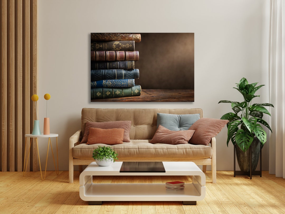 Vintage Bookstack Old Books Retro Bookish Library Canvas Print Wall Art Canvas Ready to Hang - Etsy