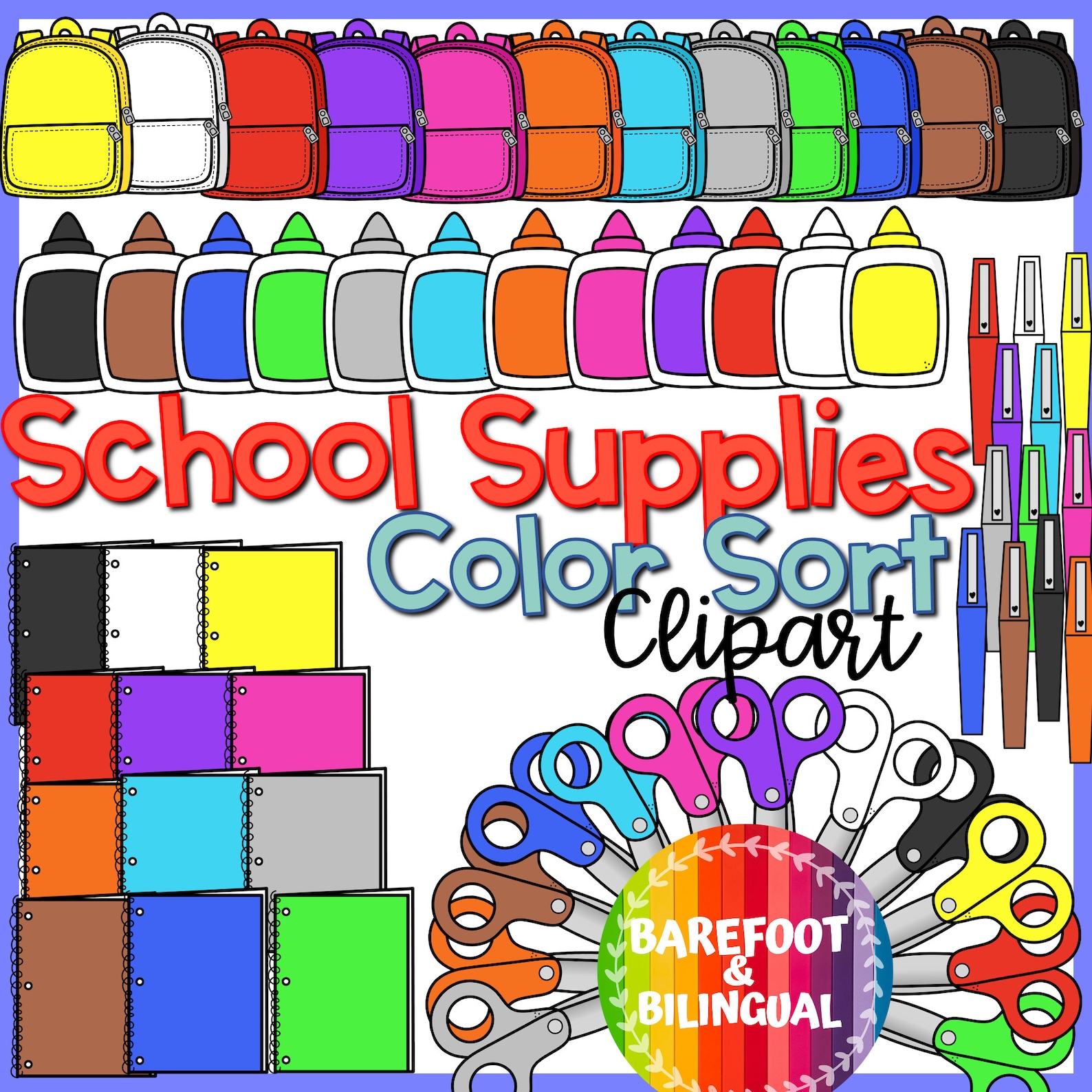 School Supply Clipart Bundle - 5 Sets - Perfect for Teachers and ...