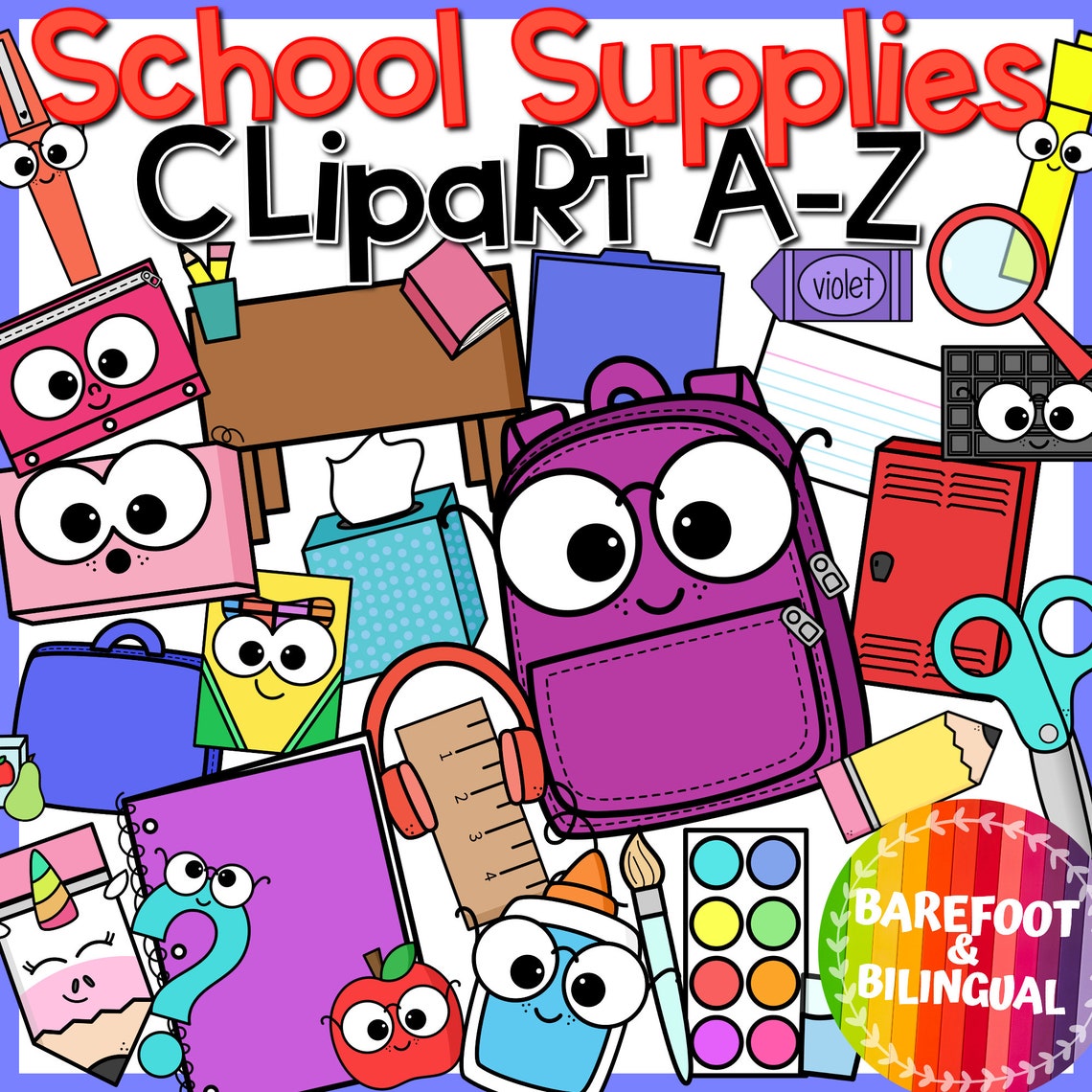 School Supply Clipart Bundle 5 Sets Perfect for Teachers and Classroom ...