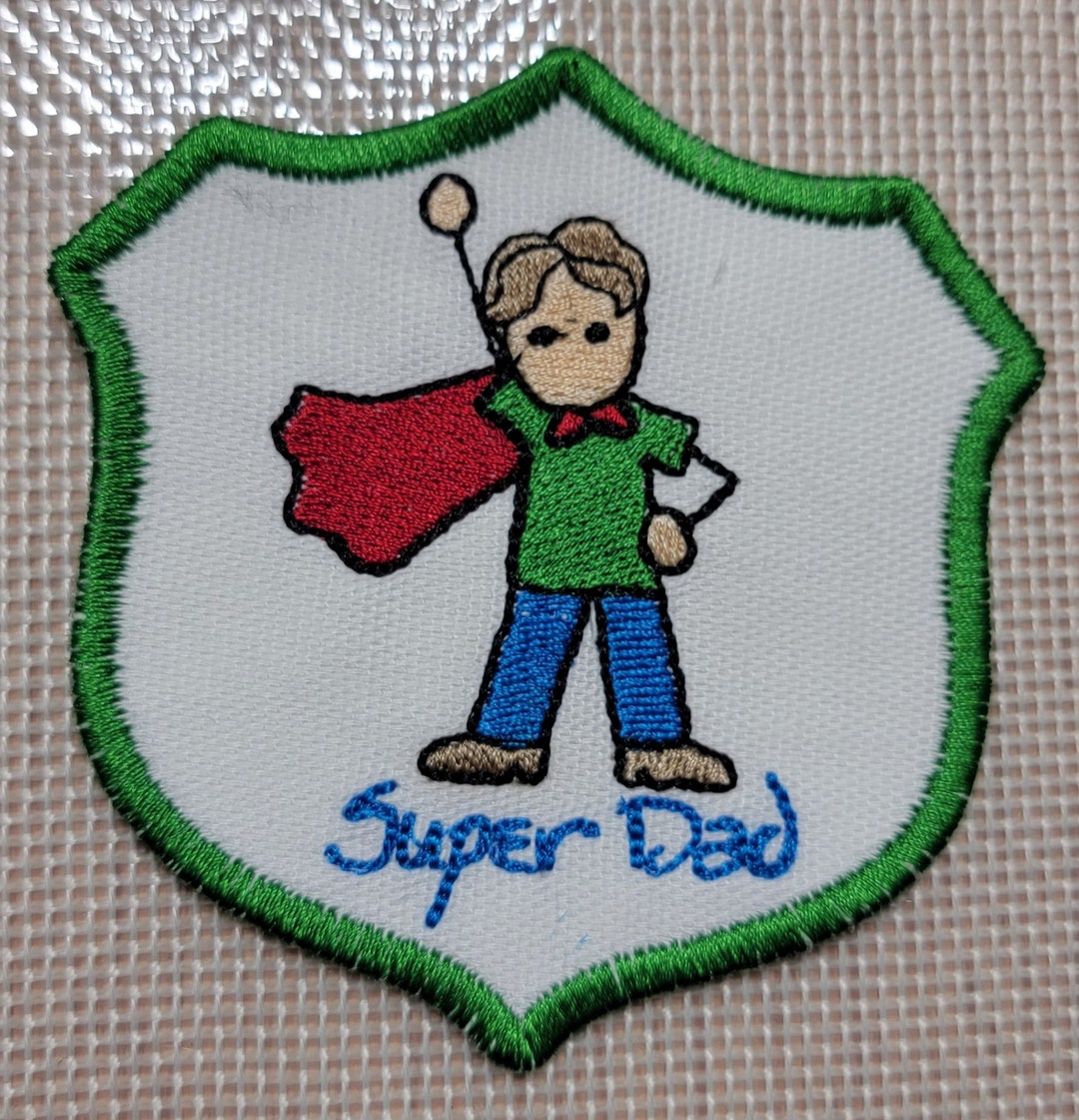 Superdad Super Dad Badge Patch Embroidered 3.5" Baby Shower New Dad ...
