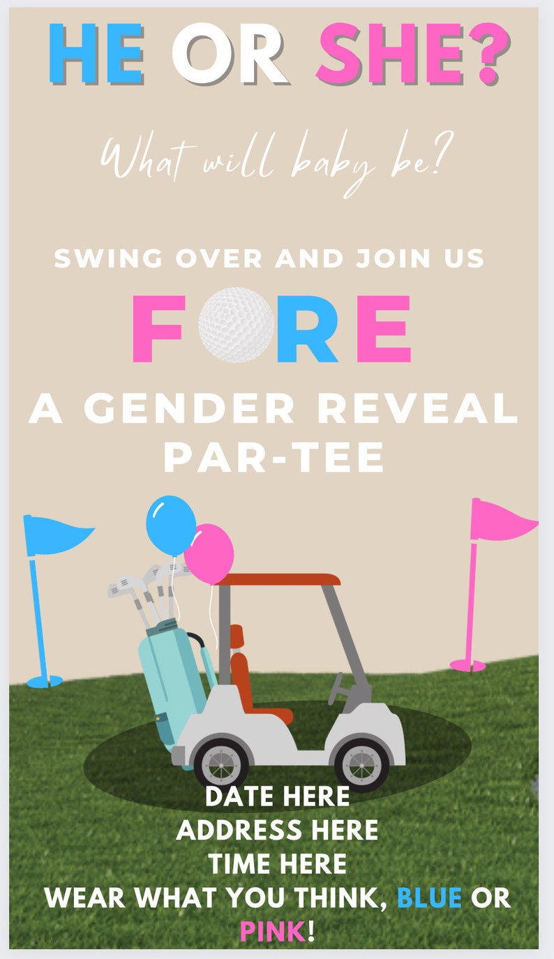 Golf Gender Reveal Animated Party Invitation - Etsy