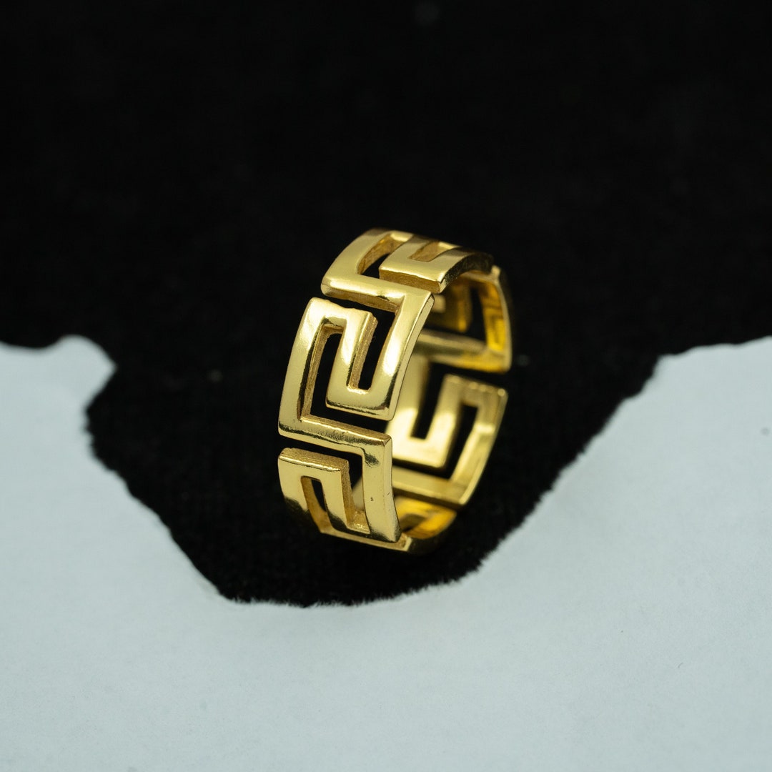 Greek Key Ring Greek Mythology 14K Solid Gold Greek Ring Sterling ...