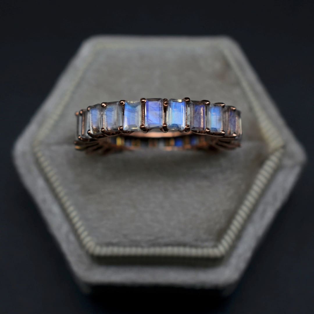 Natural Moonstone Ring-moonstone Eternity Ring-sterling Silver Ring ...