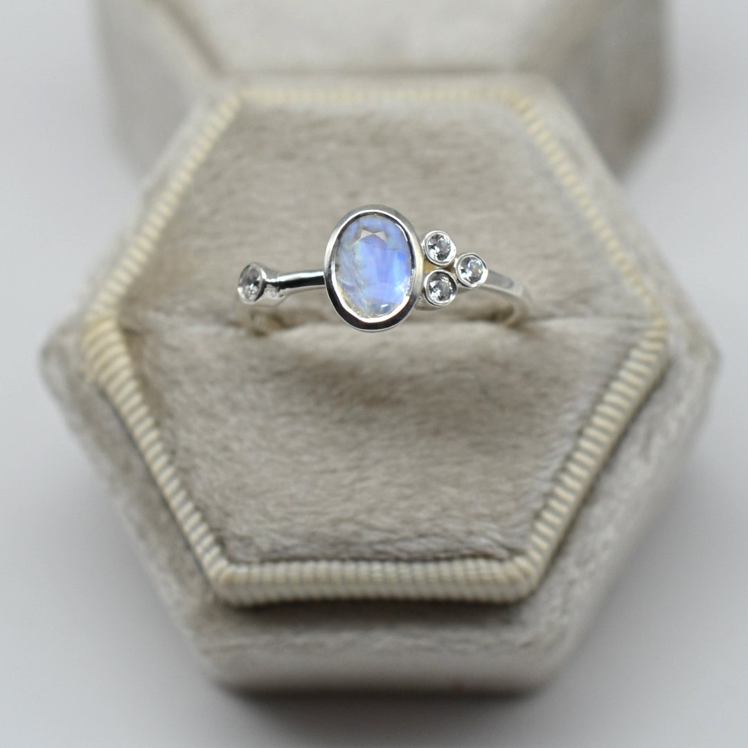 Natural Moonstone Ring-oval Moonstone Ring-stackable Ring-minimalist ...
