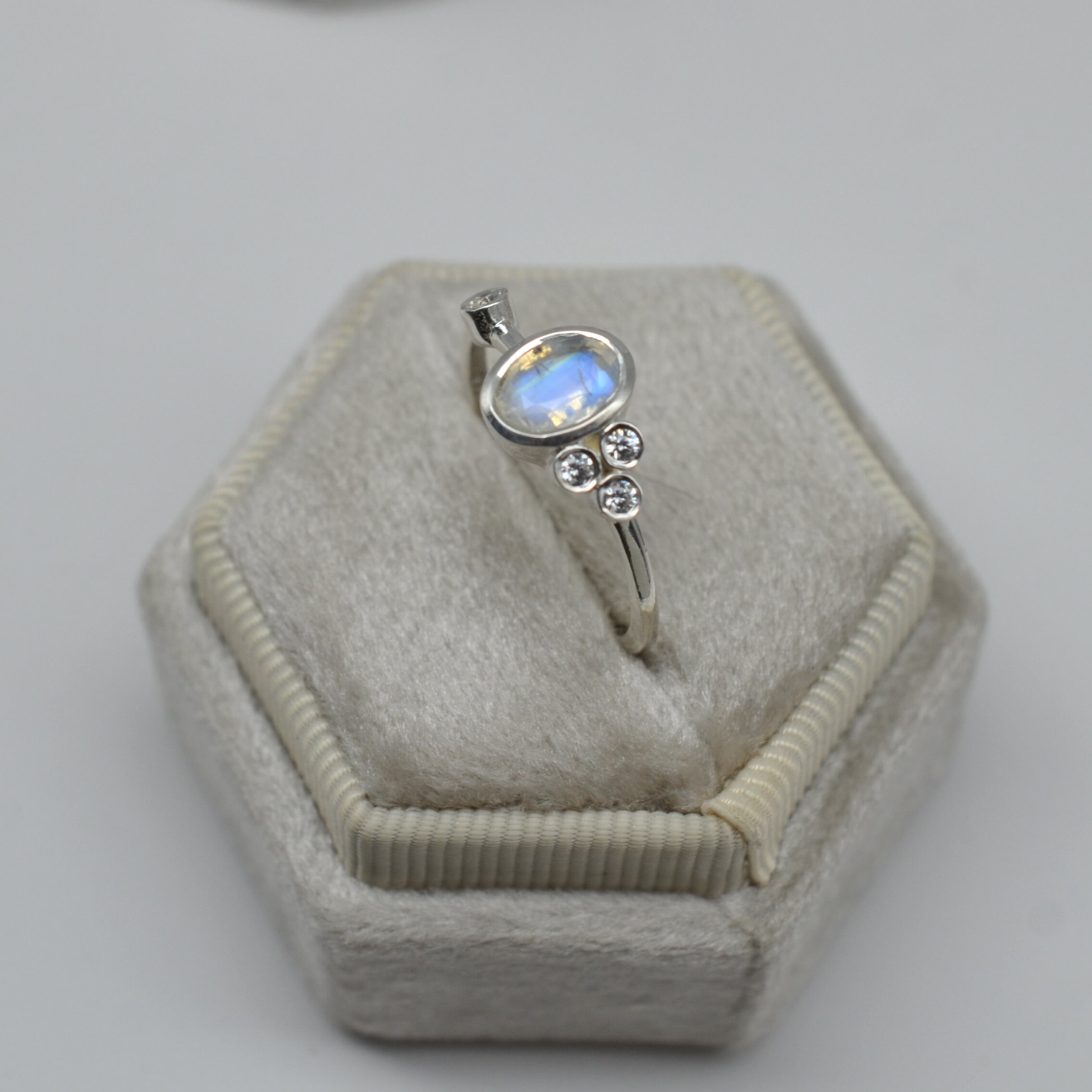 Natural Moonstone Ring-oval Moonstone Ring-stackable Ring-minimalist ...