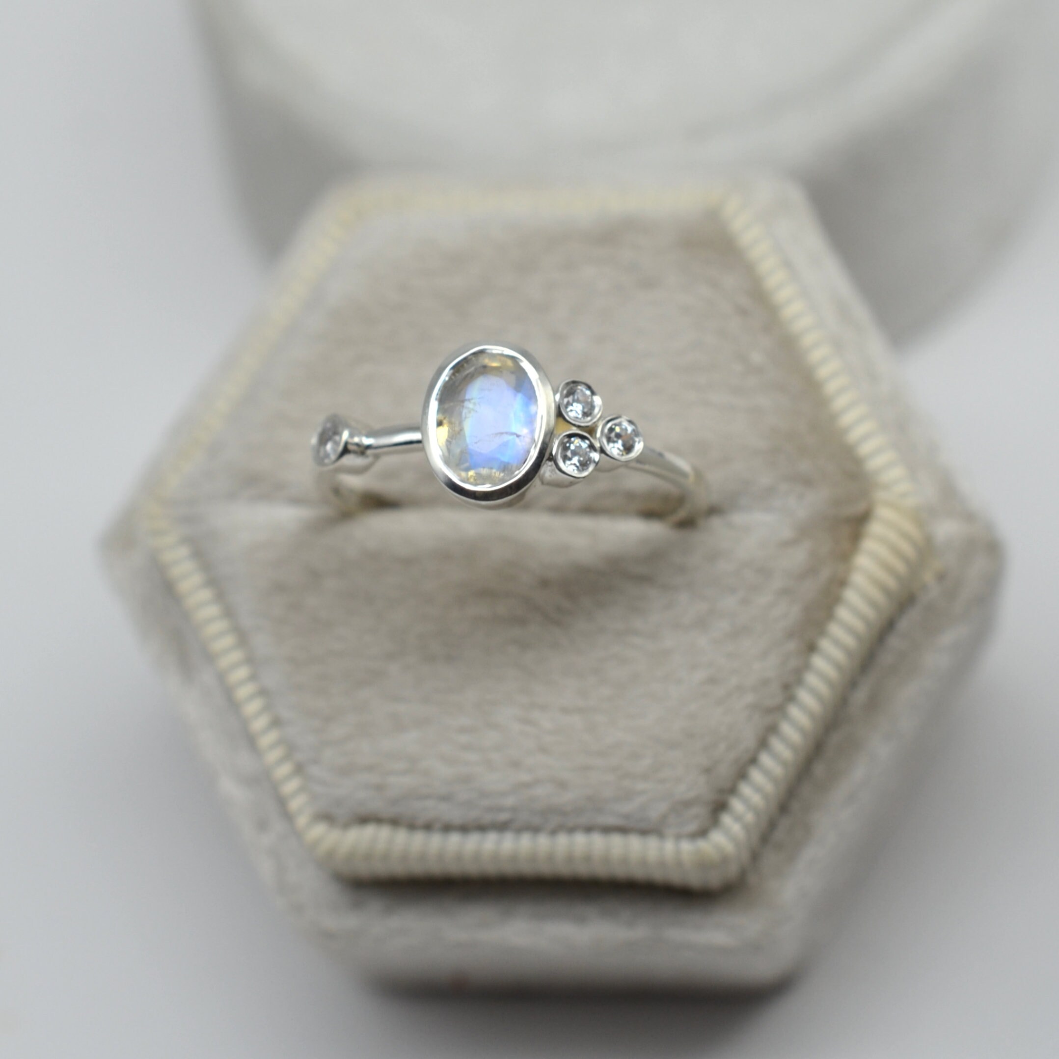 Natural Moonstone Ring-oval Moonstone Ring-stackable Ring-minimalist ...