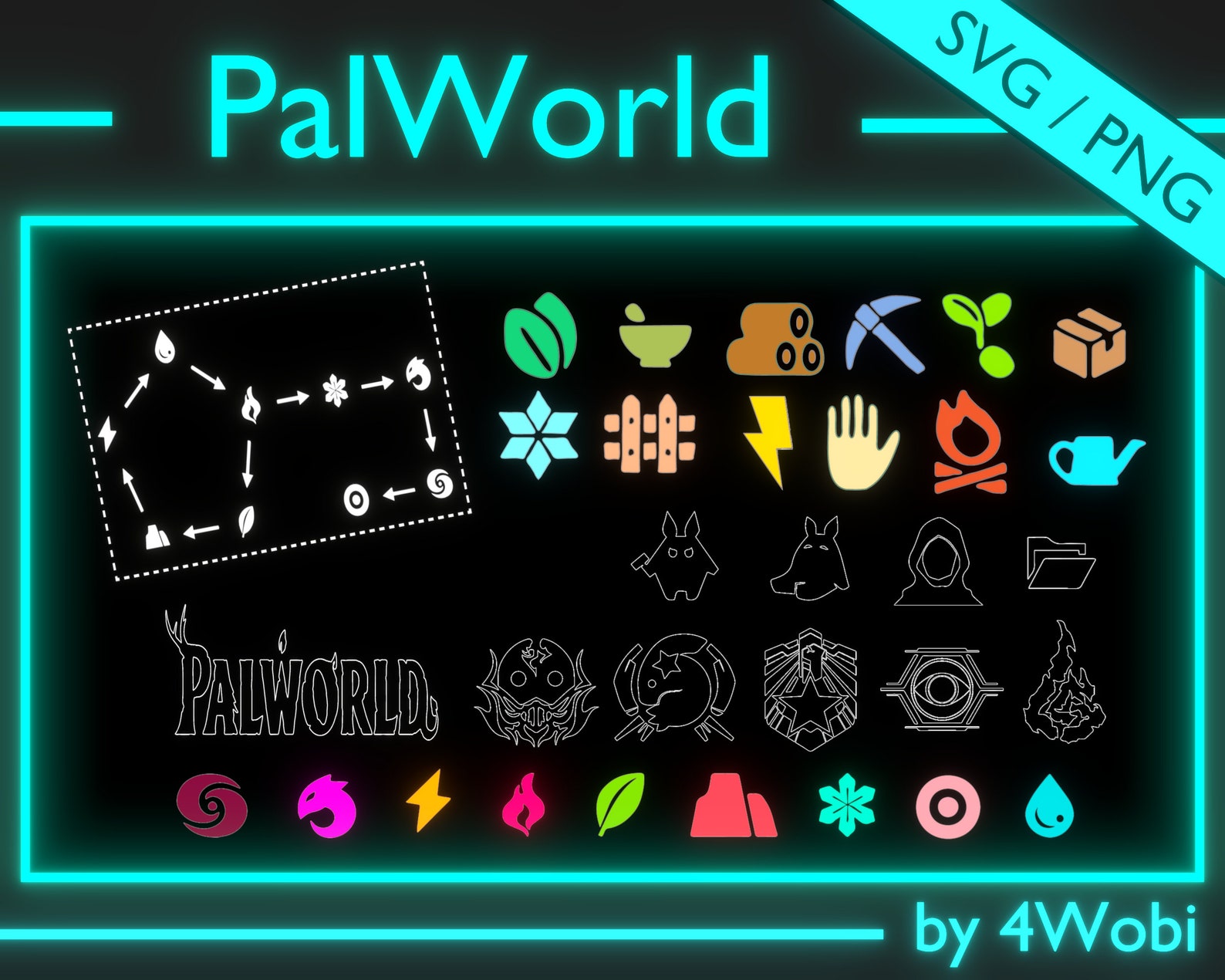 Palworld Symbols | Scalable Vector Graphics | - SVG & PNG - Etsy
