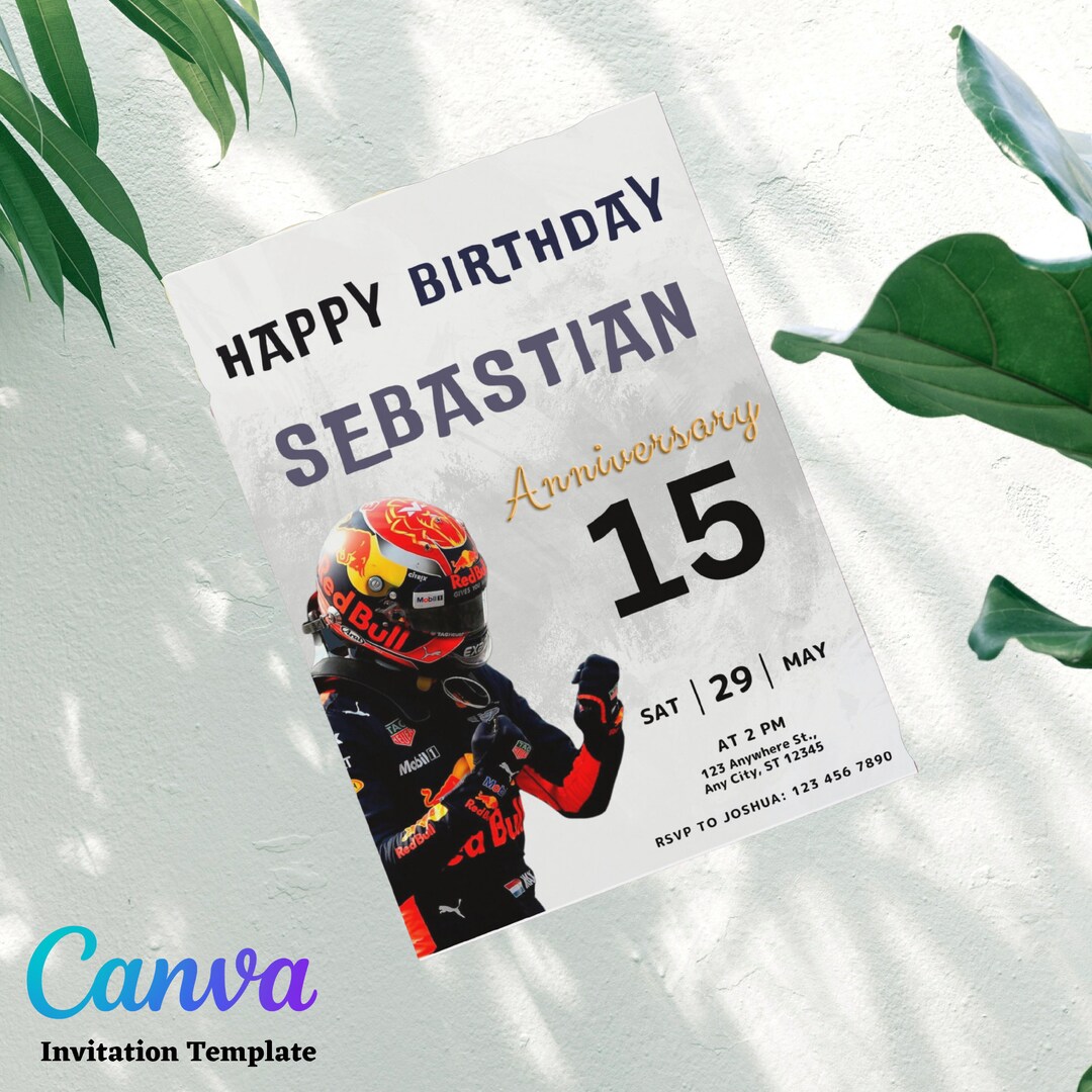 Editable Formula 1 Invite Race Birthday Invitation Red Bull - Etsy ...
