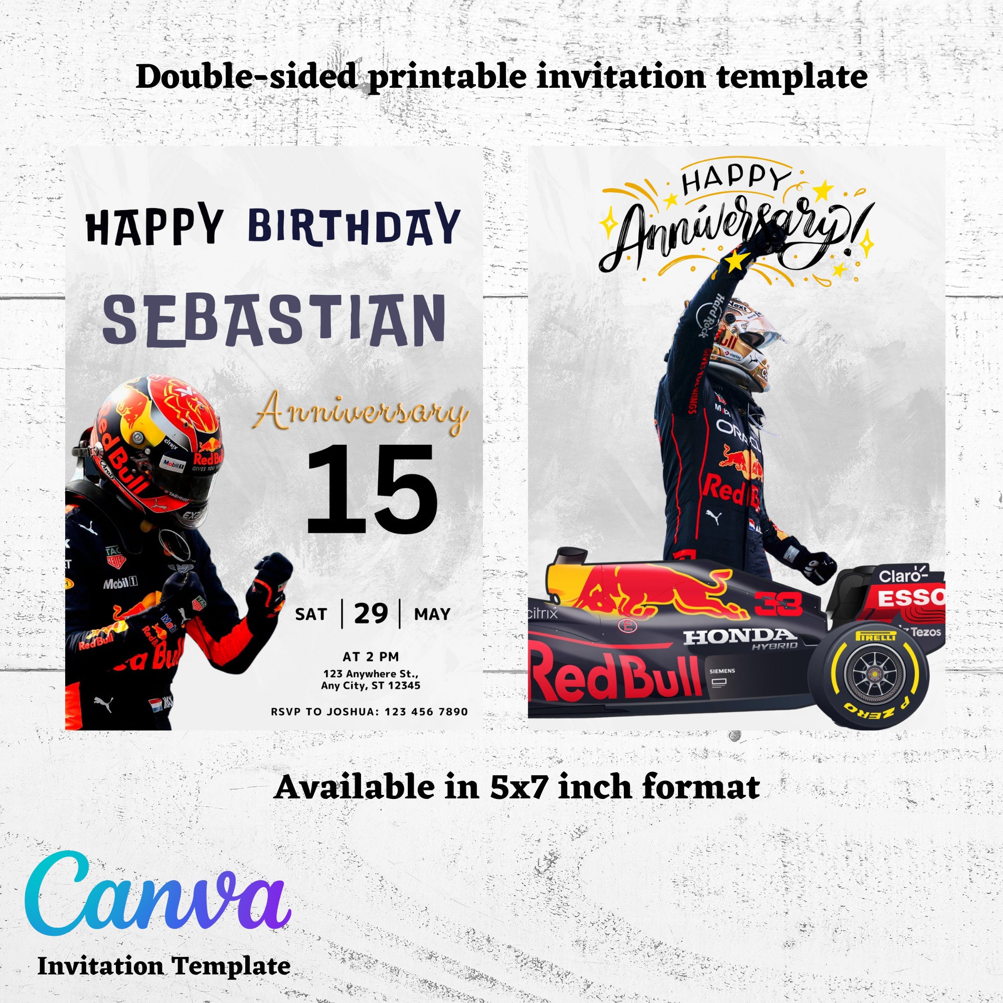Editable Formula 1 Invite Race Birthday Invitation Red Bull - Etsy ...