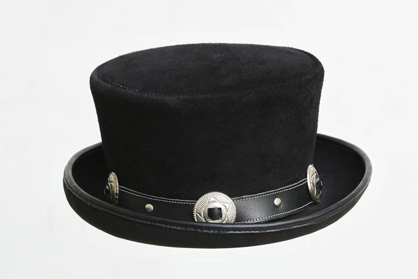 Rocker Black Suede Leather Top Hat Handcrafted Leather Hat - Etsy