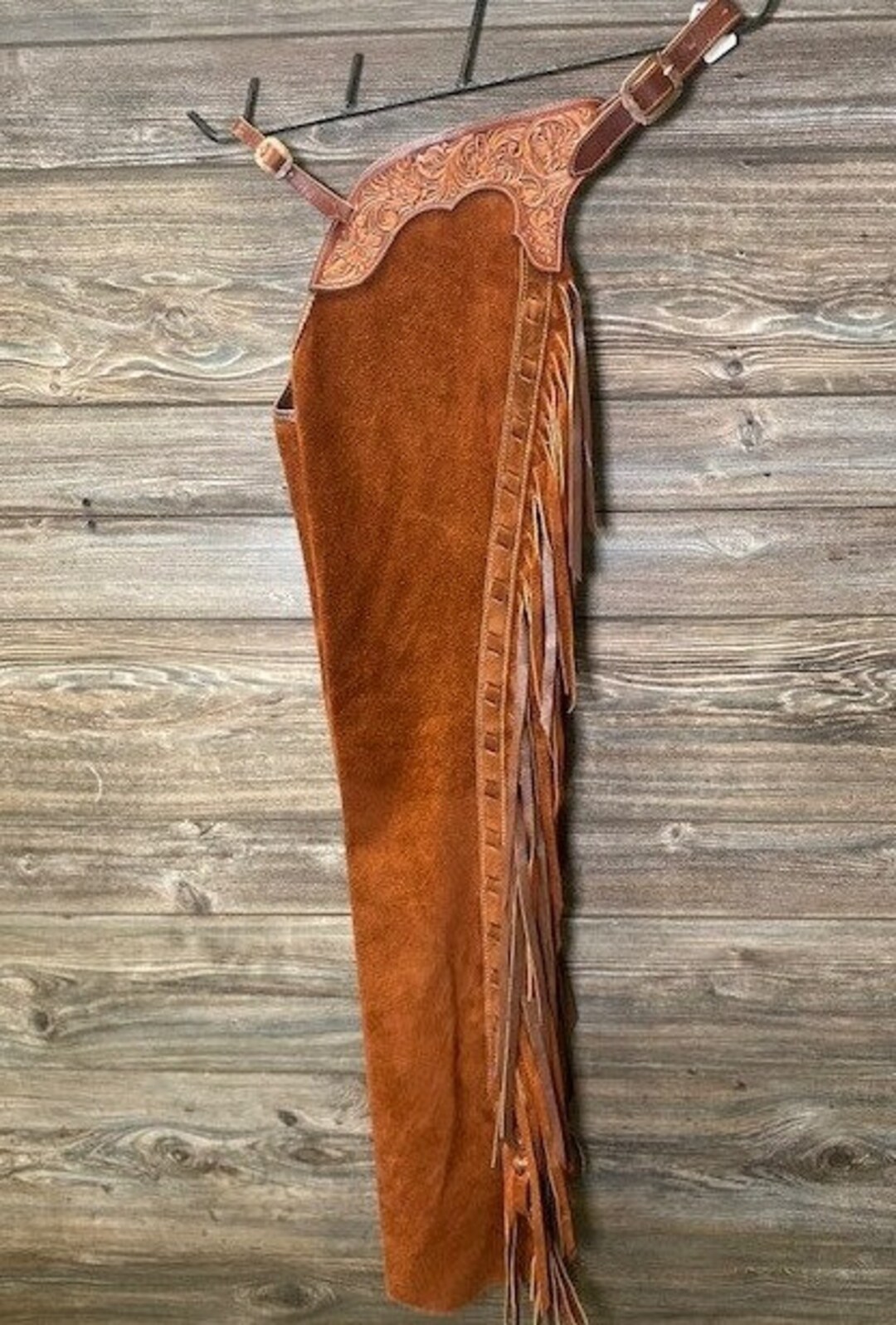 Men Chap Hand Crafted Tooled Yoke Native American Cowboy Style Suede ...