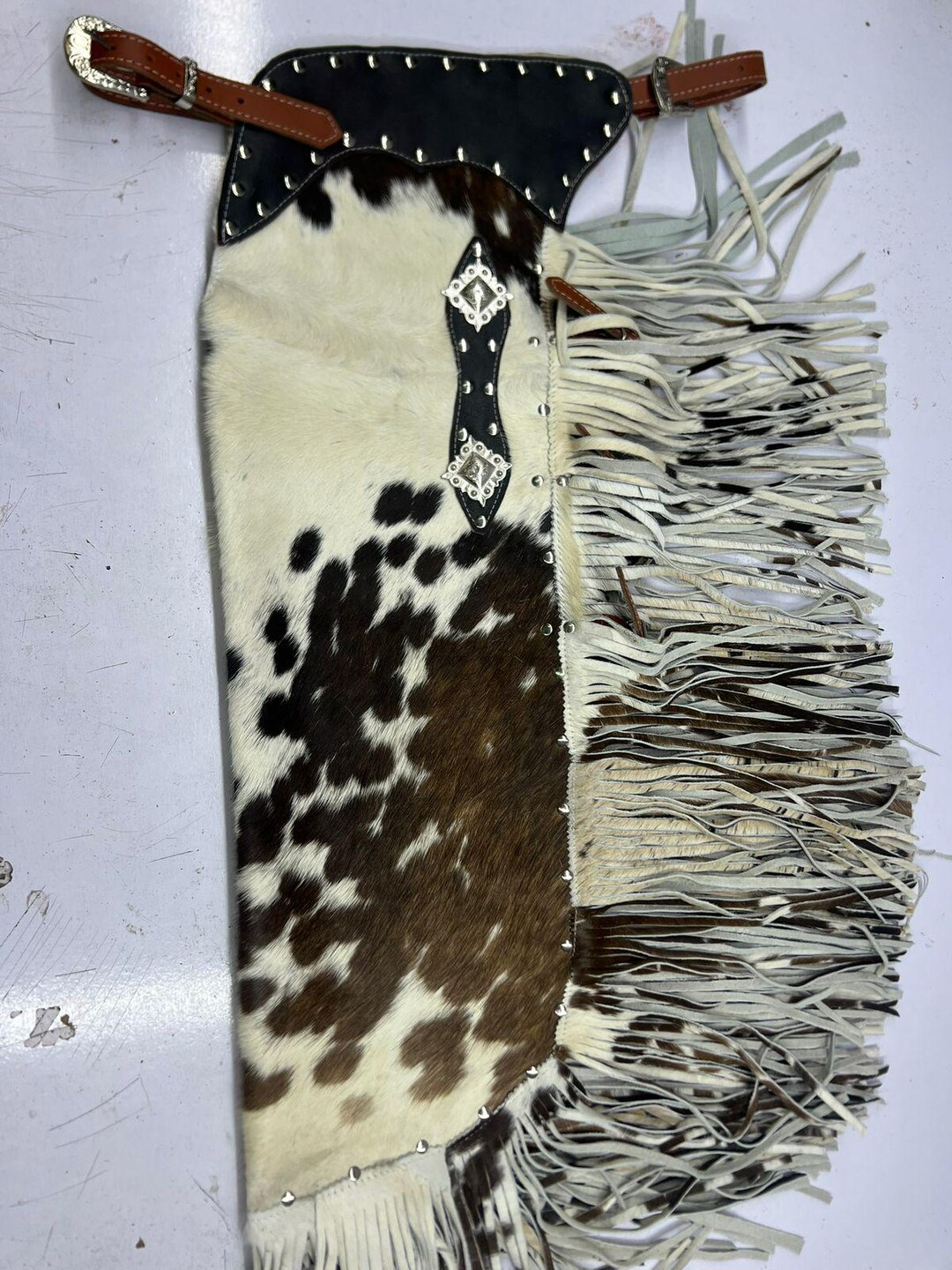 Men's Hand Crafted Native American Cowboy Style Leather Hair on Chink ...