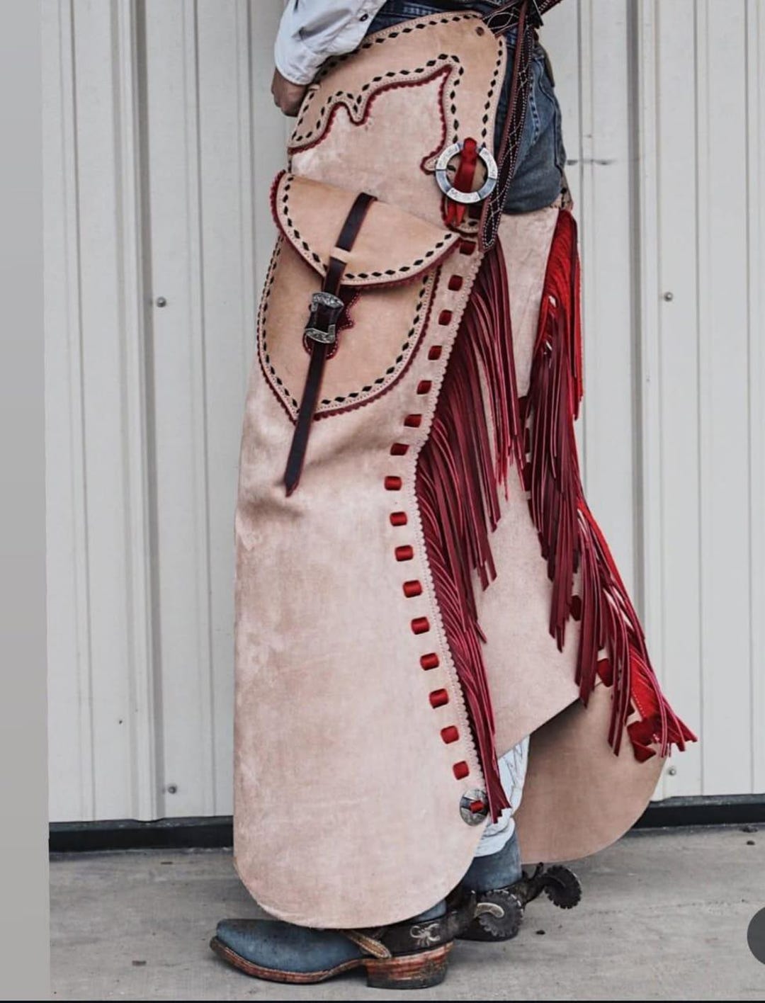 Men's Hand Crafted Chap Native American Cowboy Style Suede Leather ...