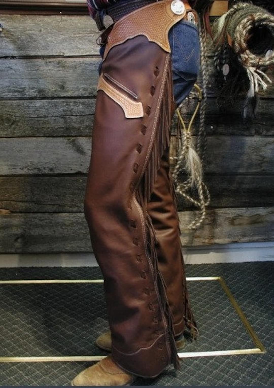 Hand Crafted Native American Cowboy Style Leather Pant Rodeo Style Chap ...