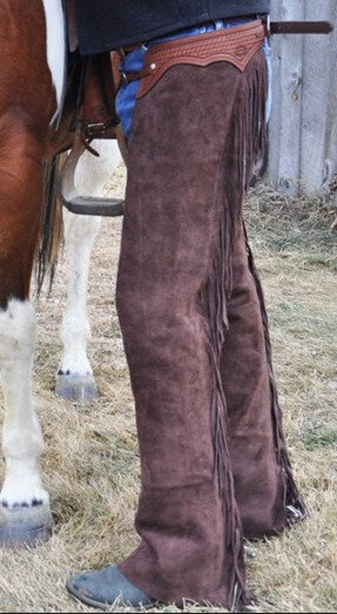 Men's Hand Crafted Native American Cowboy Style Suede Leather Pant ...