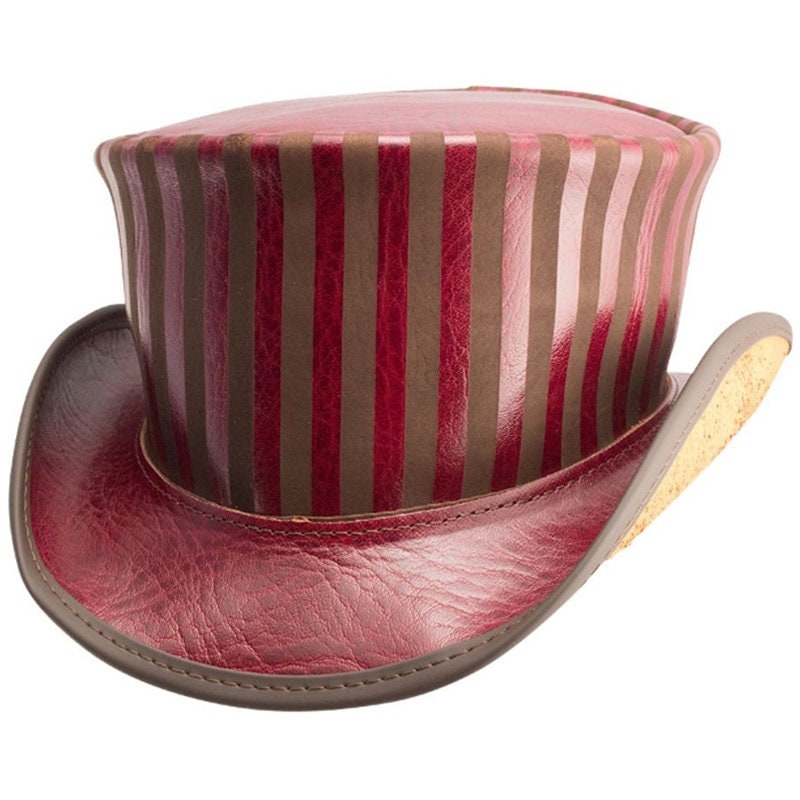 Handcrafted Maroon Leather Top Hat, Strap Style, Gothic Steampunk - Etsy